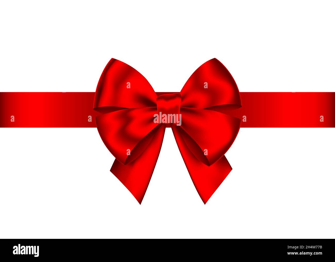 Red realistic gift bow with horizontal ribbon isolated on white ...