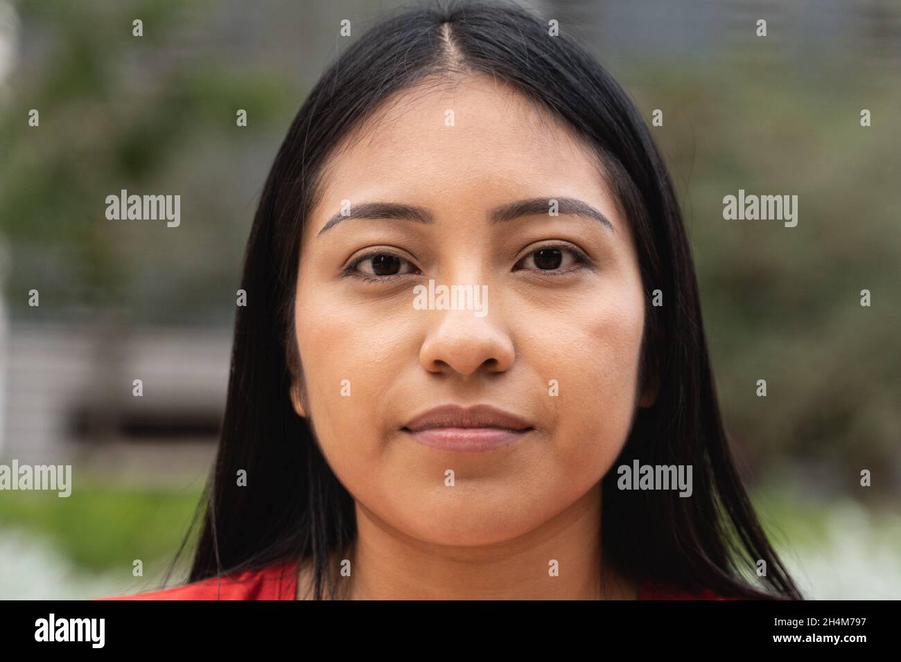 Happy asian young woman smiling on camera - Focus on face Stock Photo ...