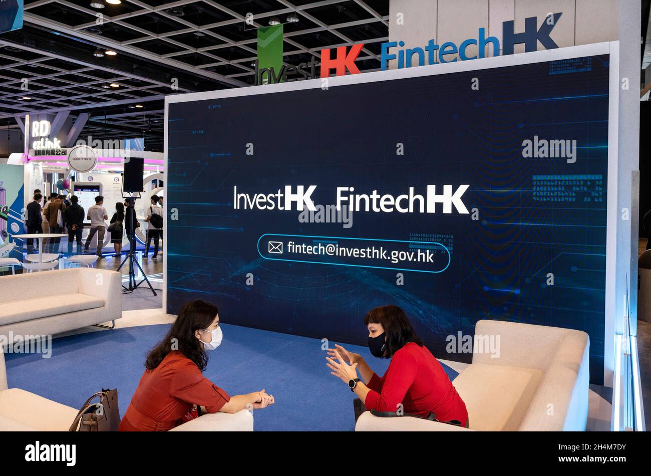 Hong Kong, China. 03rd Nov, 2021. Visitors seen speaking at the ...