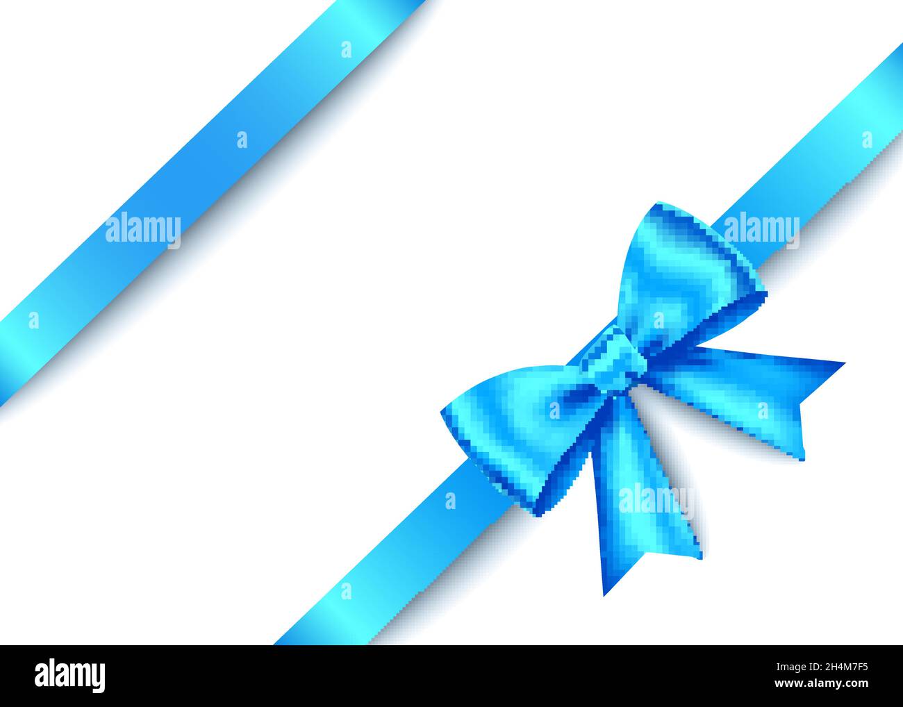 Blue realistic gift bow with horizontal ribbon isolated on white ...