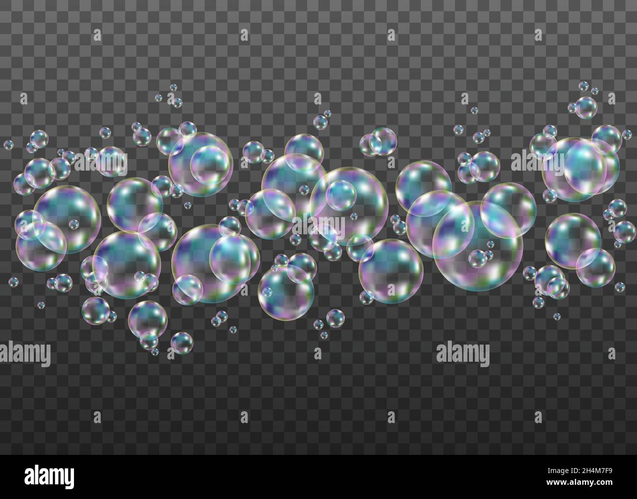 Set of realistic transparent colorful soap bubbles with rainbow ...