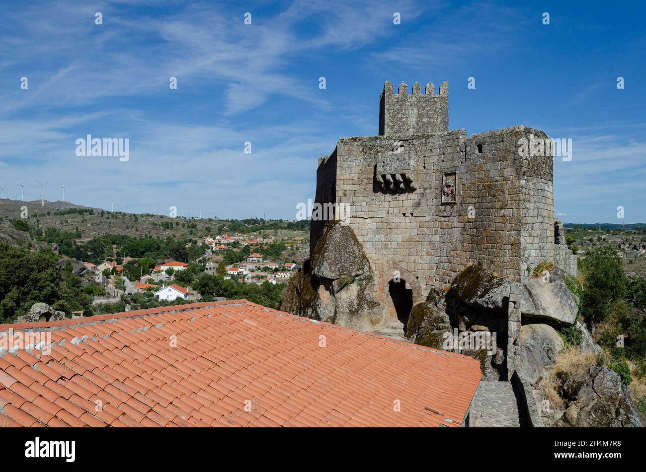 Portugal, Sabugal: Detail of the medieval castle in the historic ...