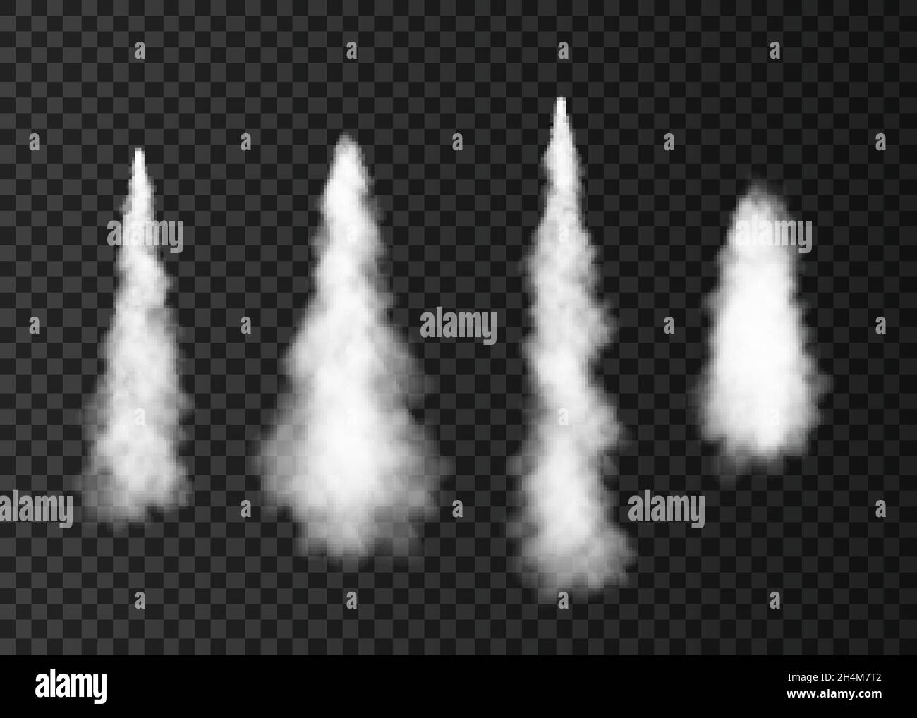 Smoke from space rocket launch. Foggy plane trail isolated on ...