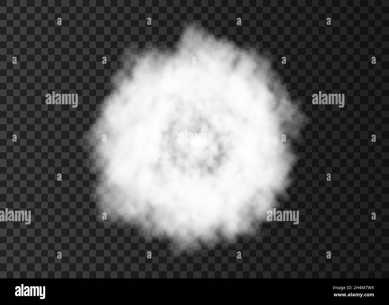 Explosion. White smoke circle. Spiral fog track isolated on transparent ...