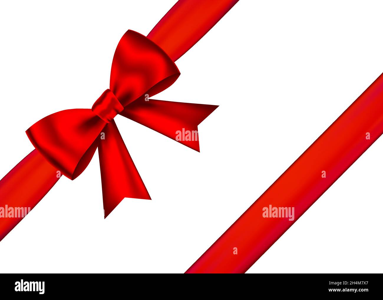 Red realistic gift bow with horizontal ribbon isolated on white ...
