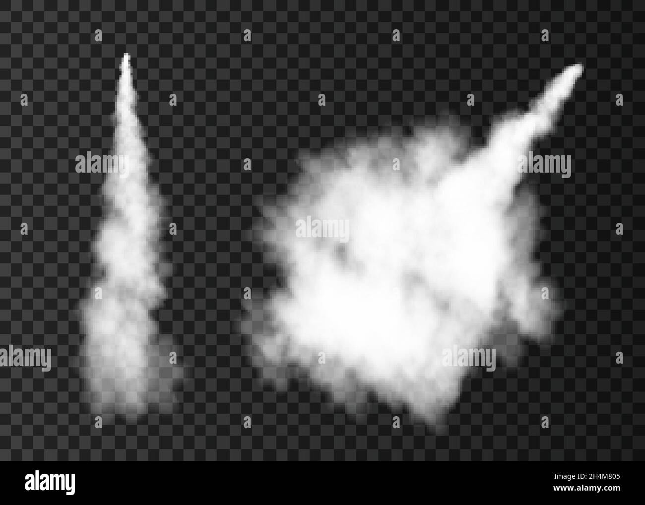 Smoke from space rocket launch. Foggy plane trail isolated on ...