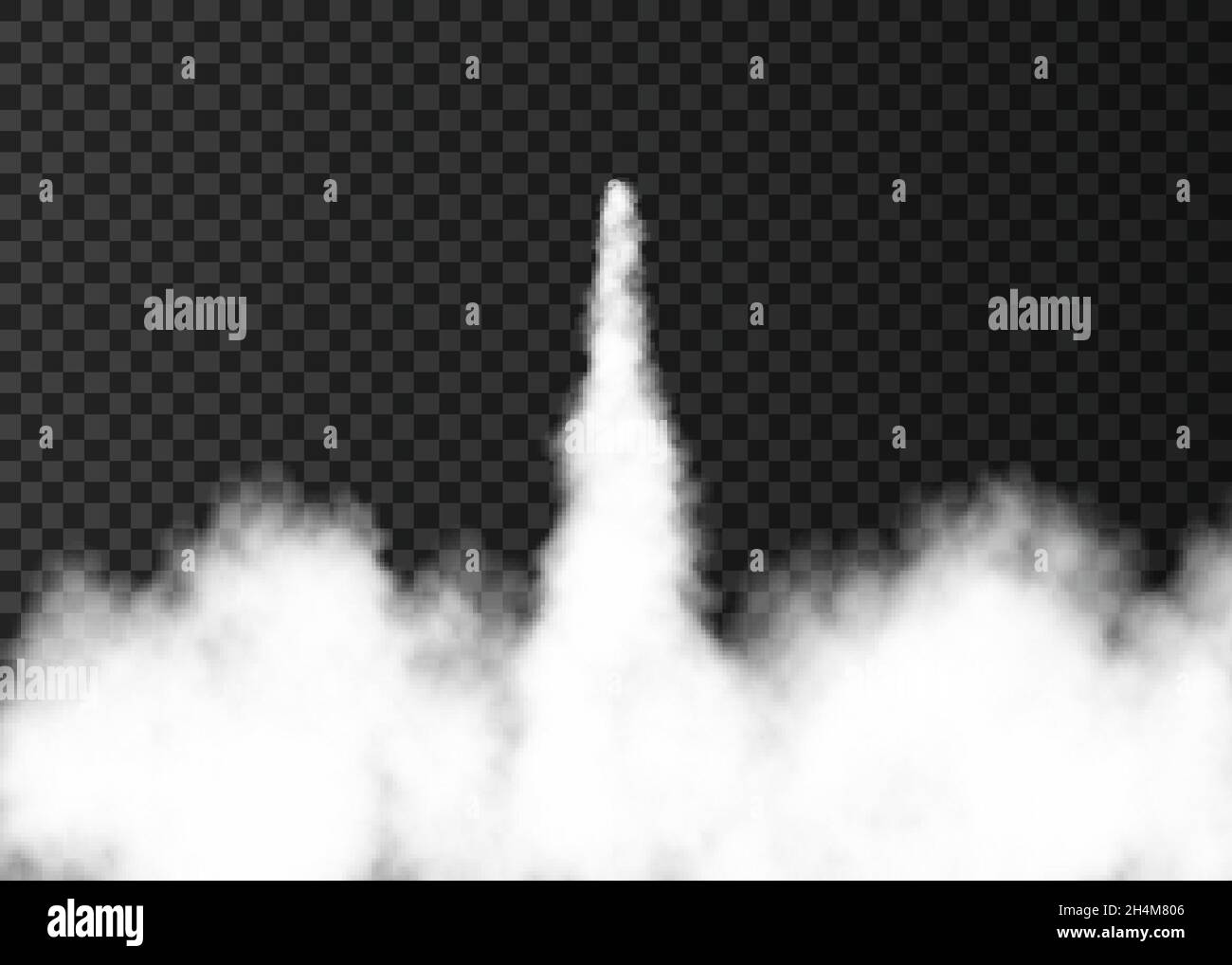 Smoke from space rocket launch. Foggy trail isolated on transparent ...