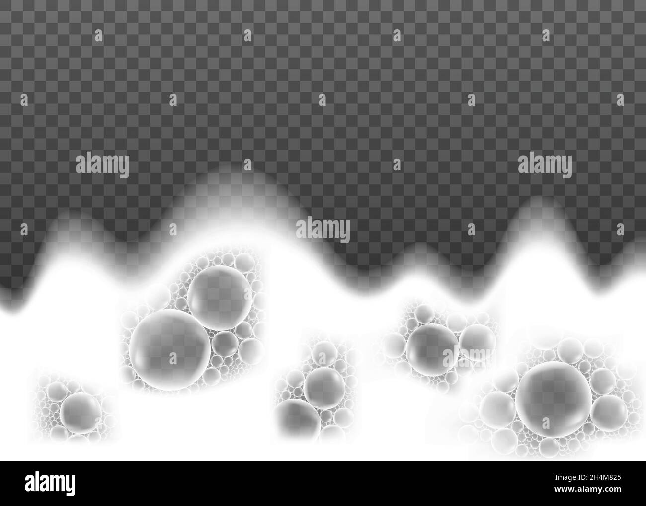 Foam isolated on transparent background. White soap or shampoo bubbles realistic texture. Vector ...