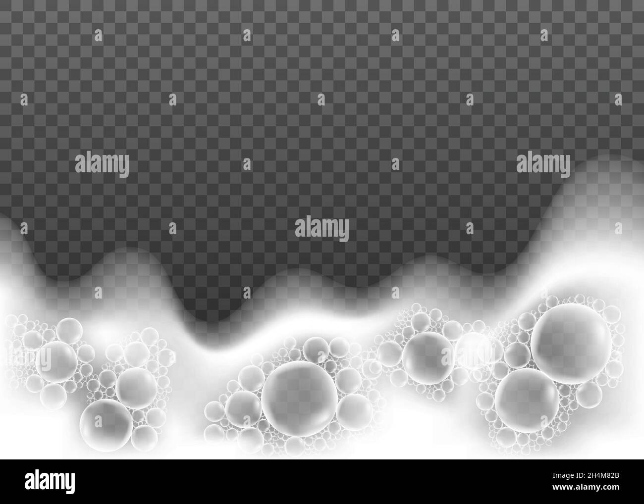 Foam isolated on transparent background. White soap or shampoo bubbles ...