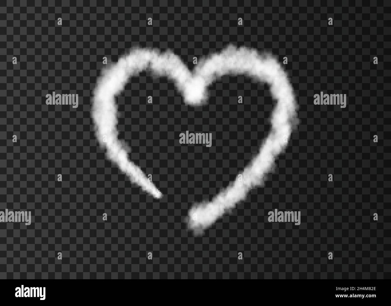 White smoke plane heart trail isolated on transparent background. Love ...