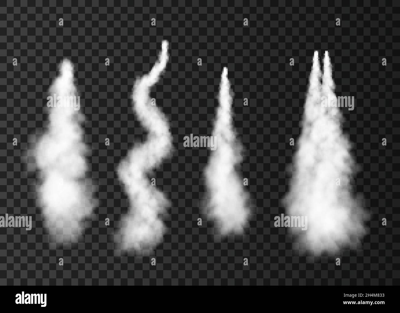 Smoke from space rocket launch. Foggy plane trail isolated on ...