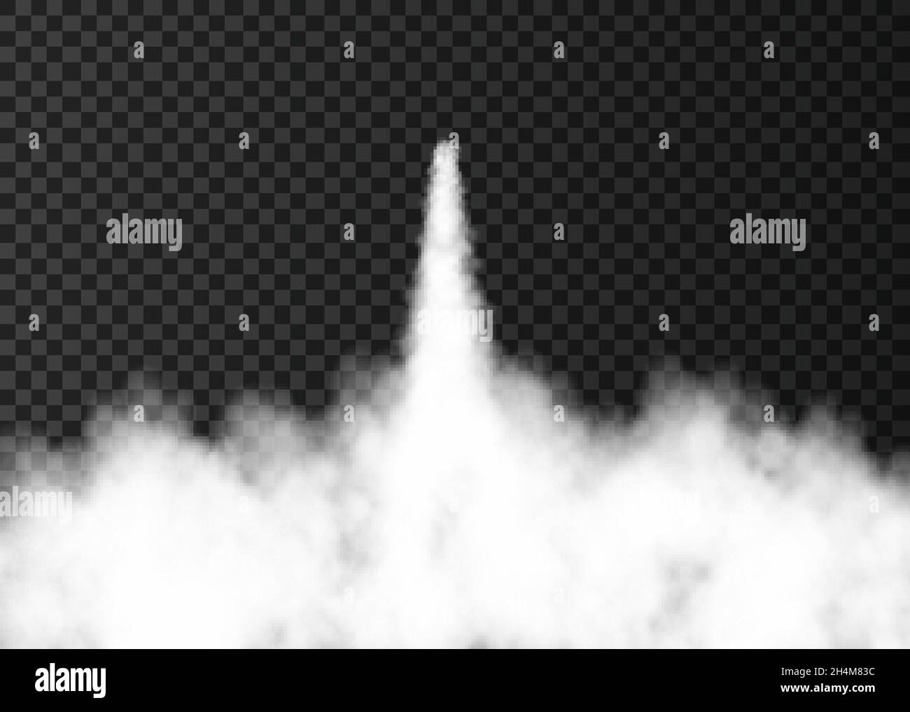 Smoke from space rocket launch. Foggy trail isolated on transparent ...