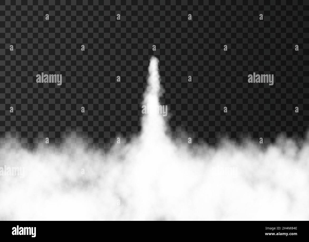 Smoke from space rocket launch. Foggy trail isolated on transparent ...