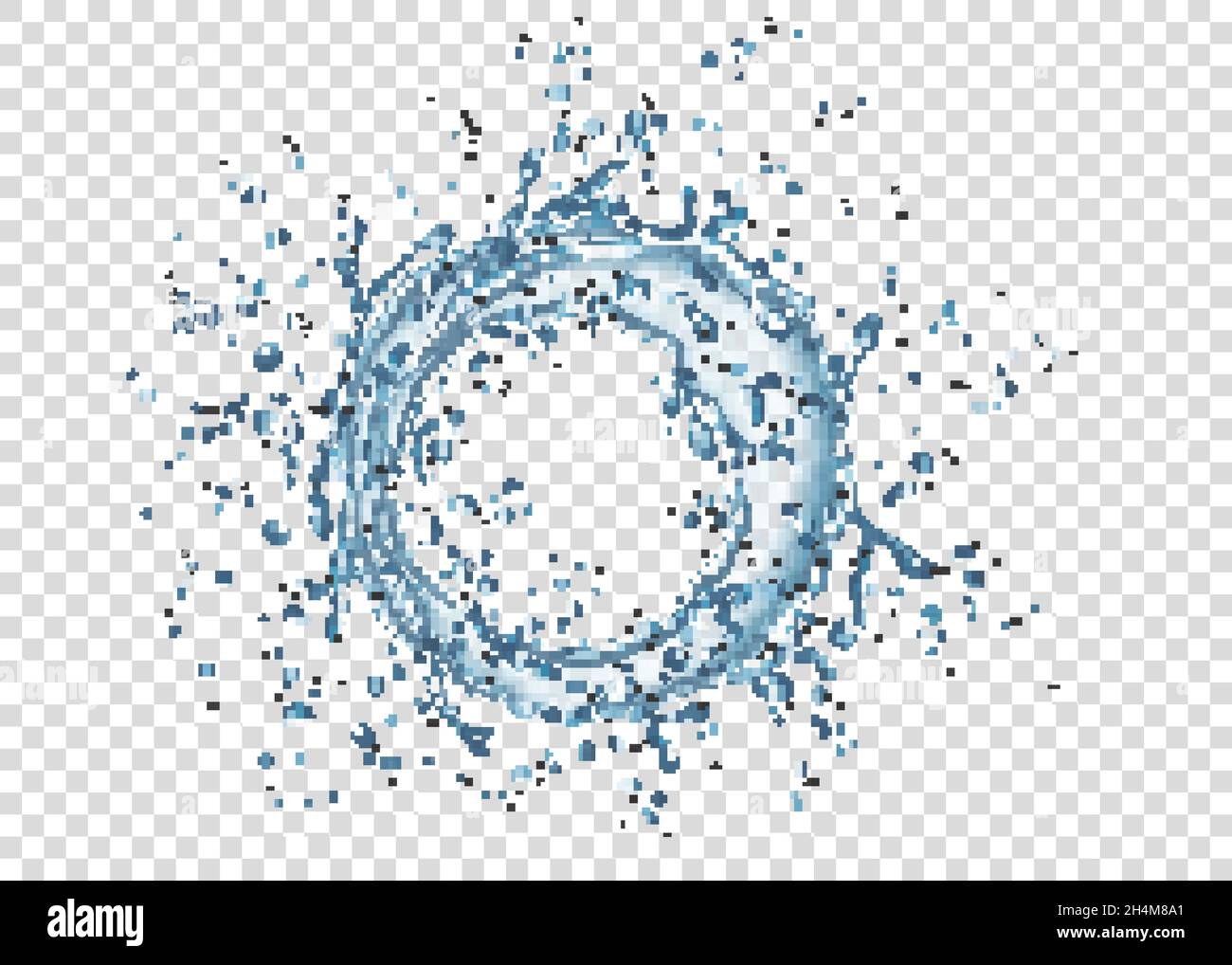 Blue circle water splash and drops isolated on transparent background ...