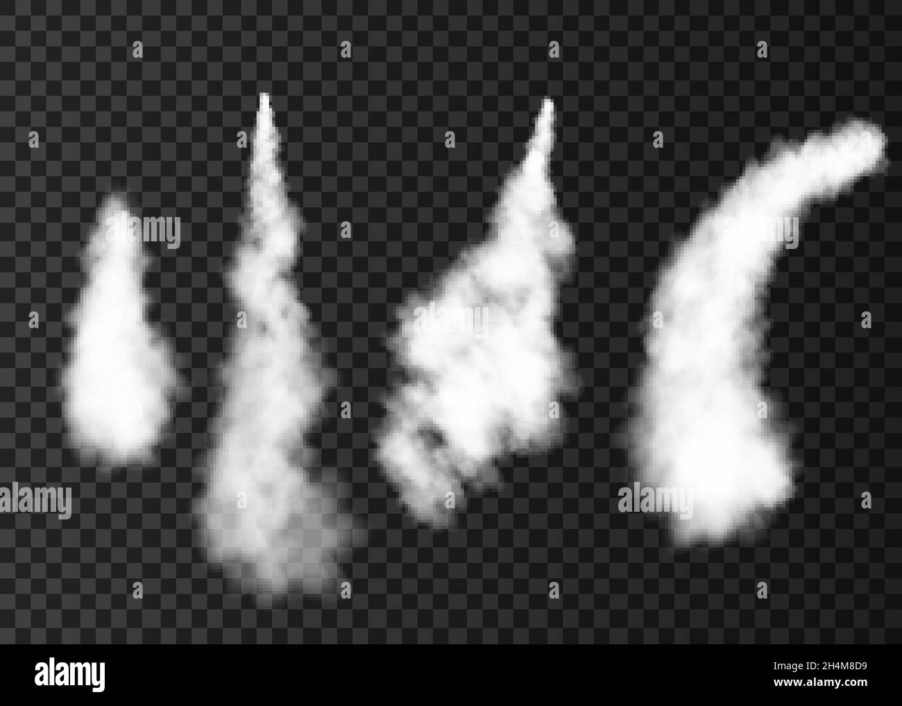 Smoke from space rocket launch. Foggy plane trail isolated on ...