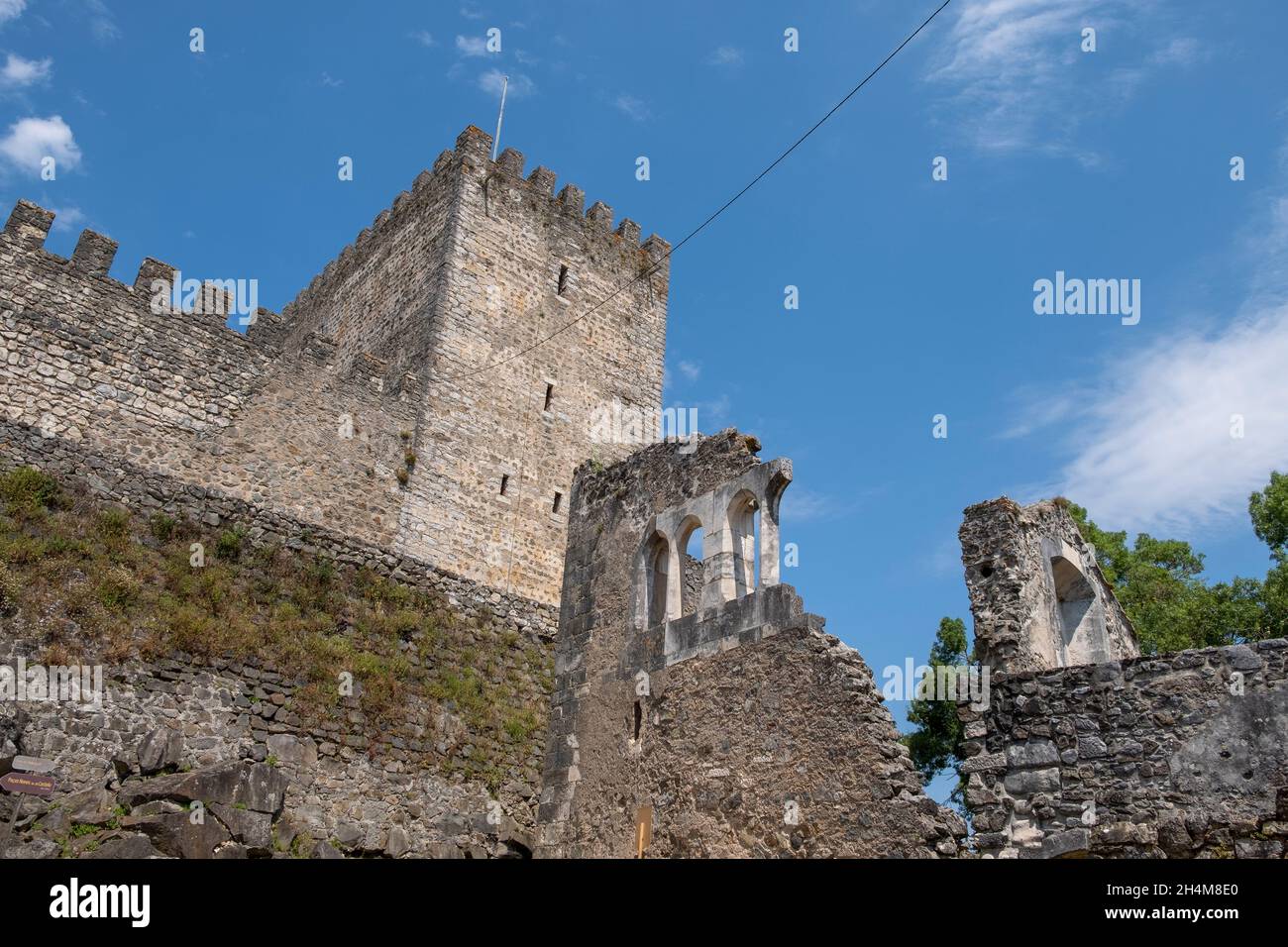Leiria, Portugal. The Torre de Menagem (Keep) and the Church of the ...