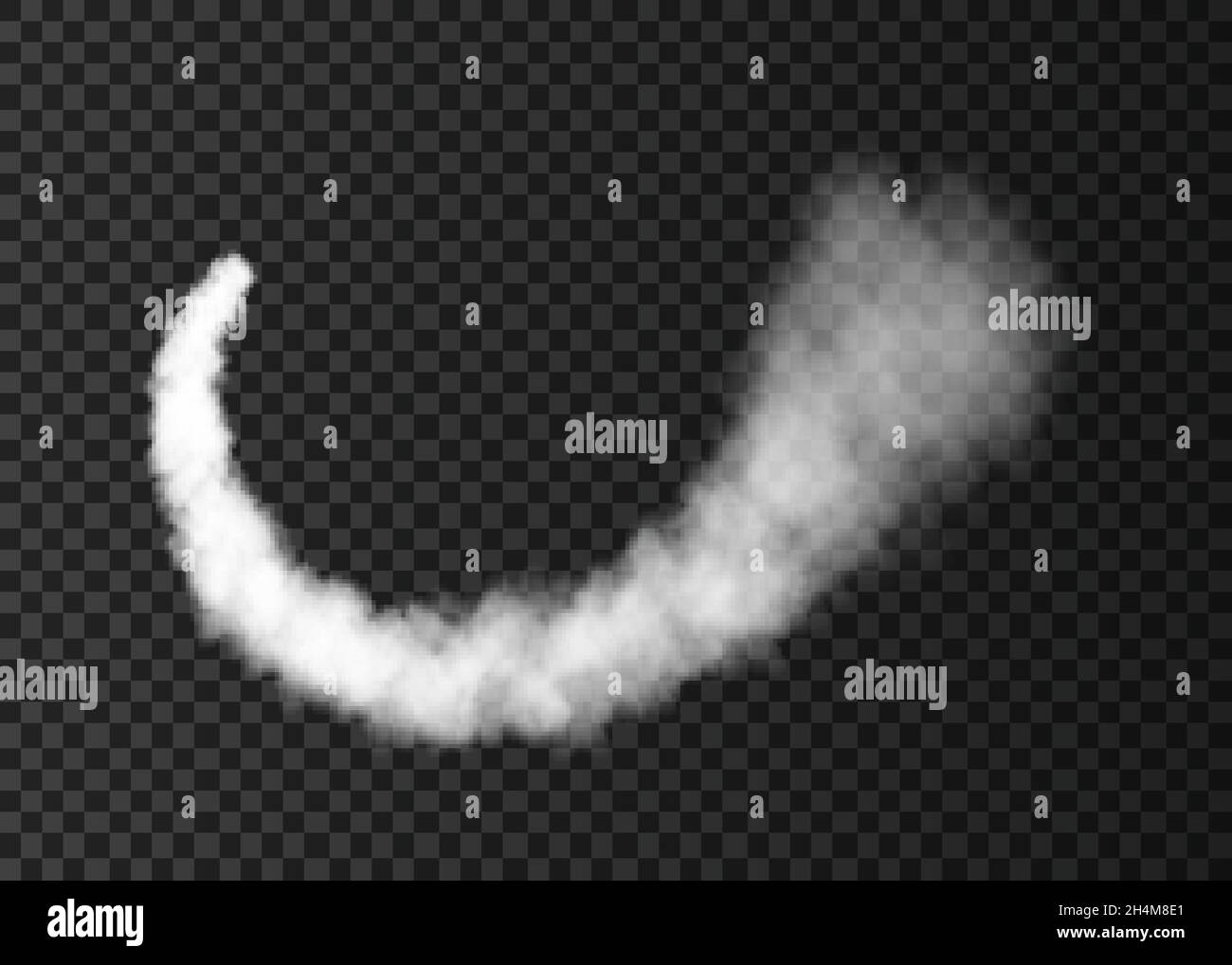 Smoke from space rocket launch. Foggy plane trail isolated on ...