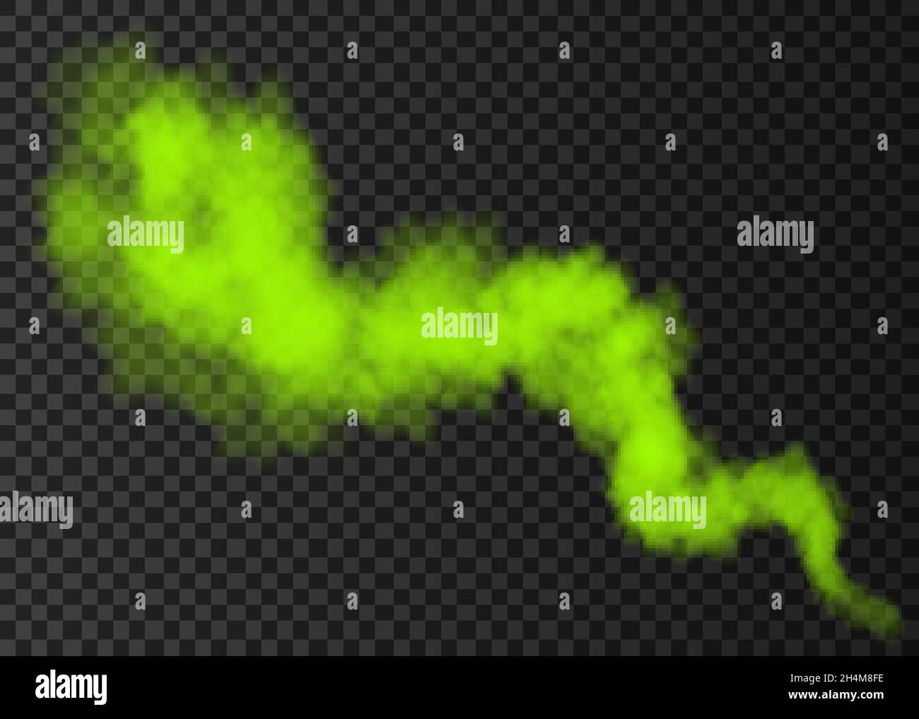 Green smoke burst isolated on transparent background. Color steam ...