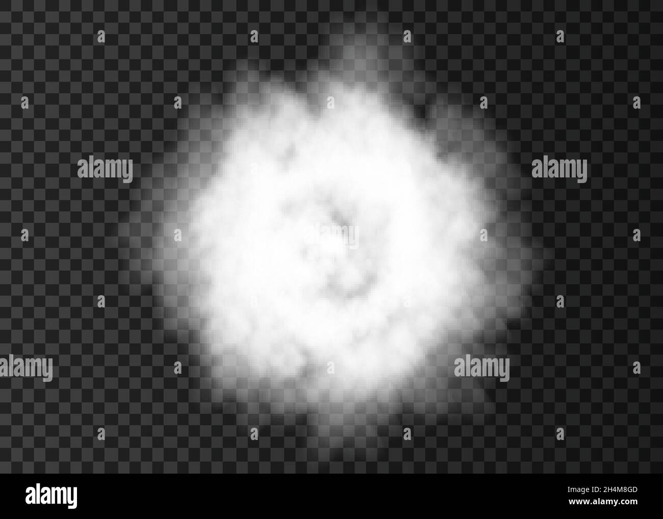 Explosion. White smoke circle. Spiral fog track isolated on transparent ...