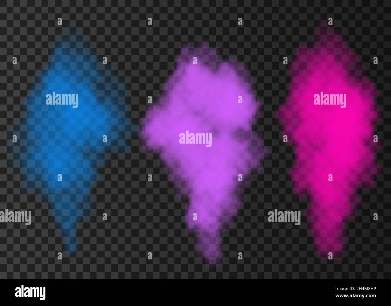 Blue, pink, violet smoke burst isolated on transparent background ...