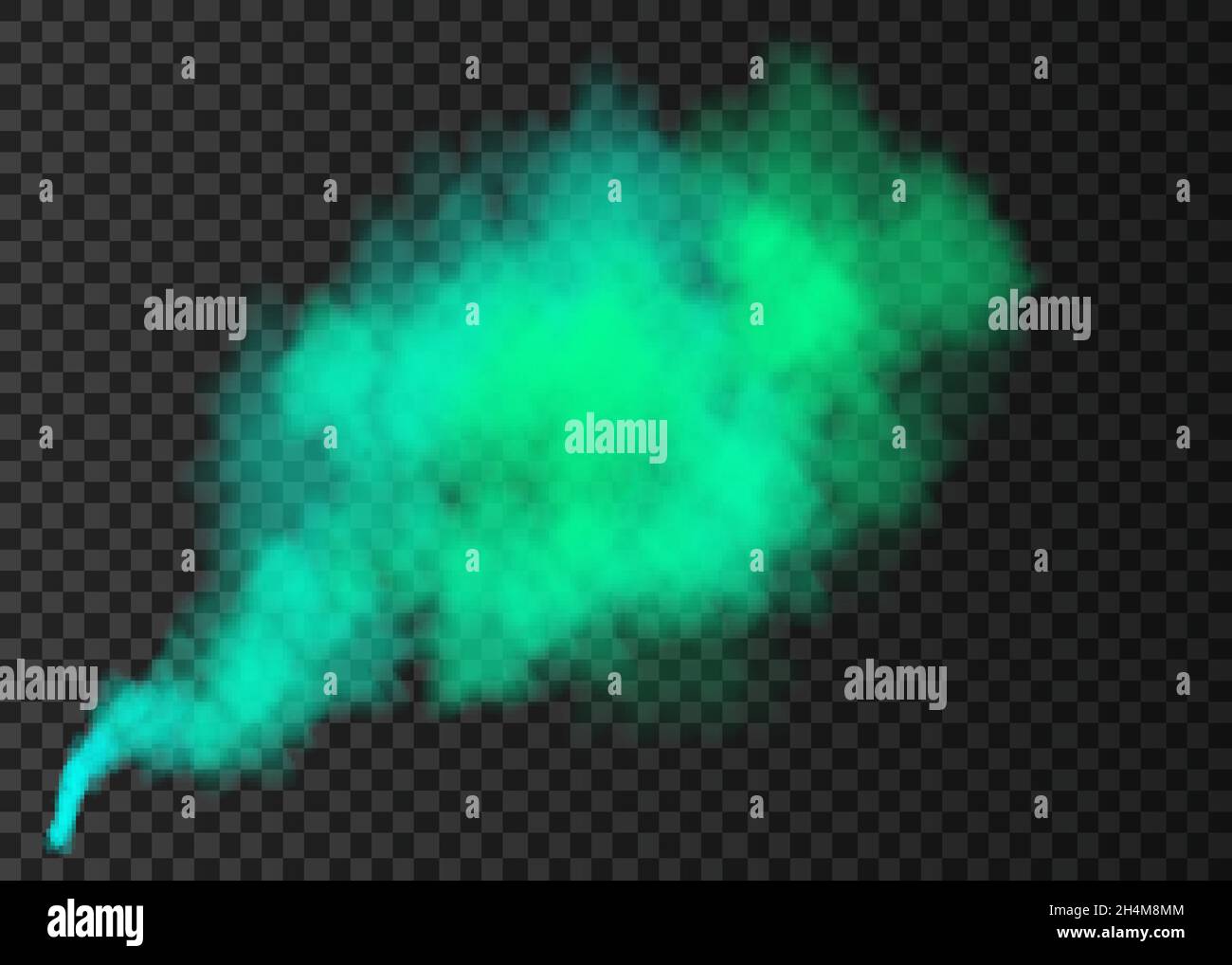 Green smoke burst isolated on transparent background. Color steam ...