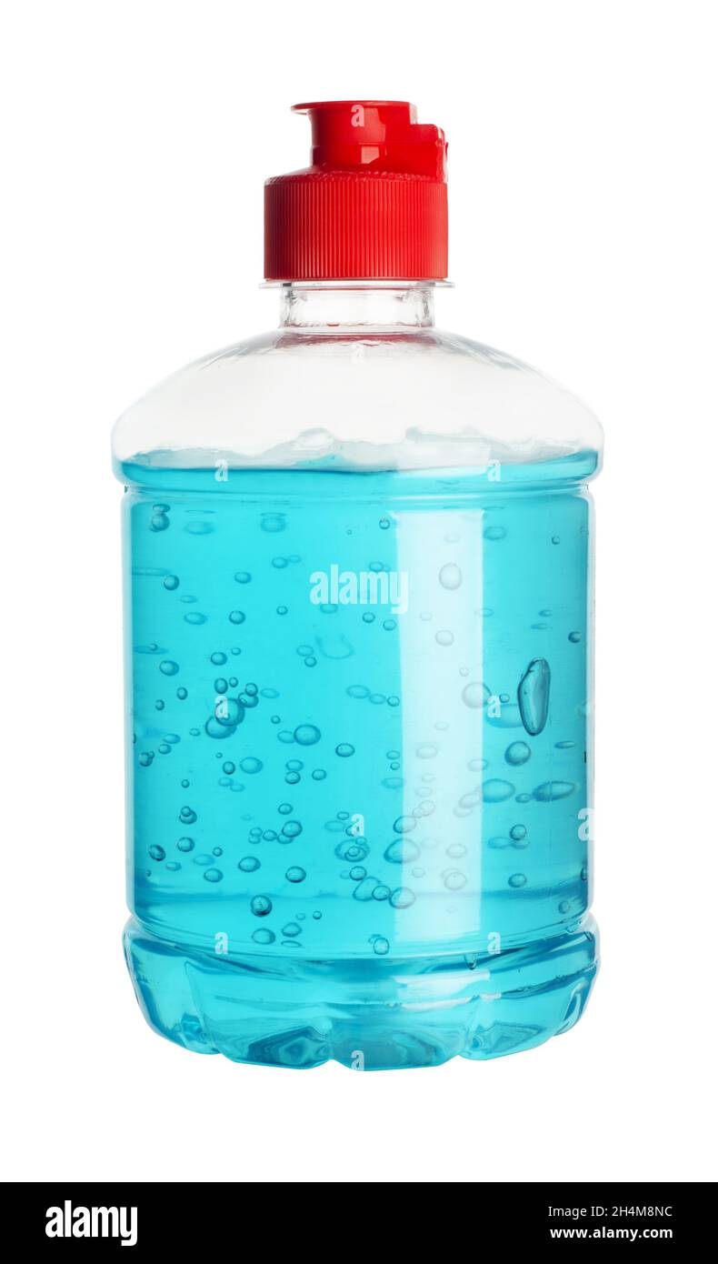 Front view of flammable gel fuel bottle isolated on white background ...