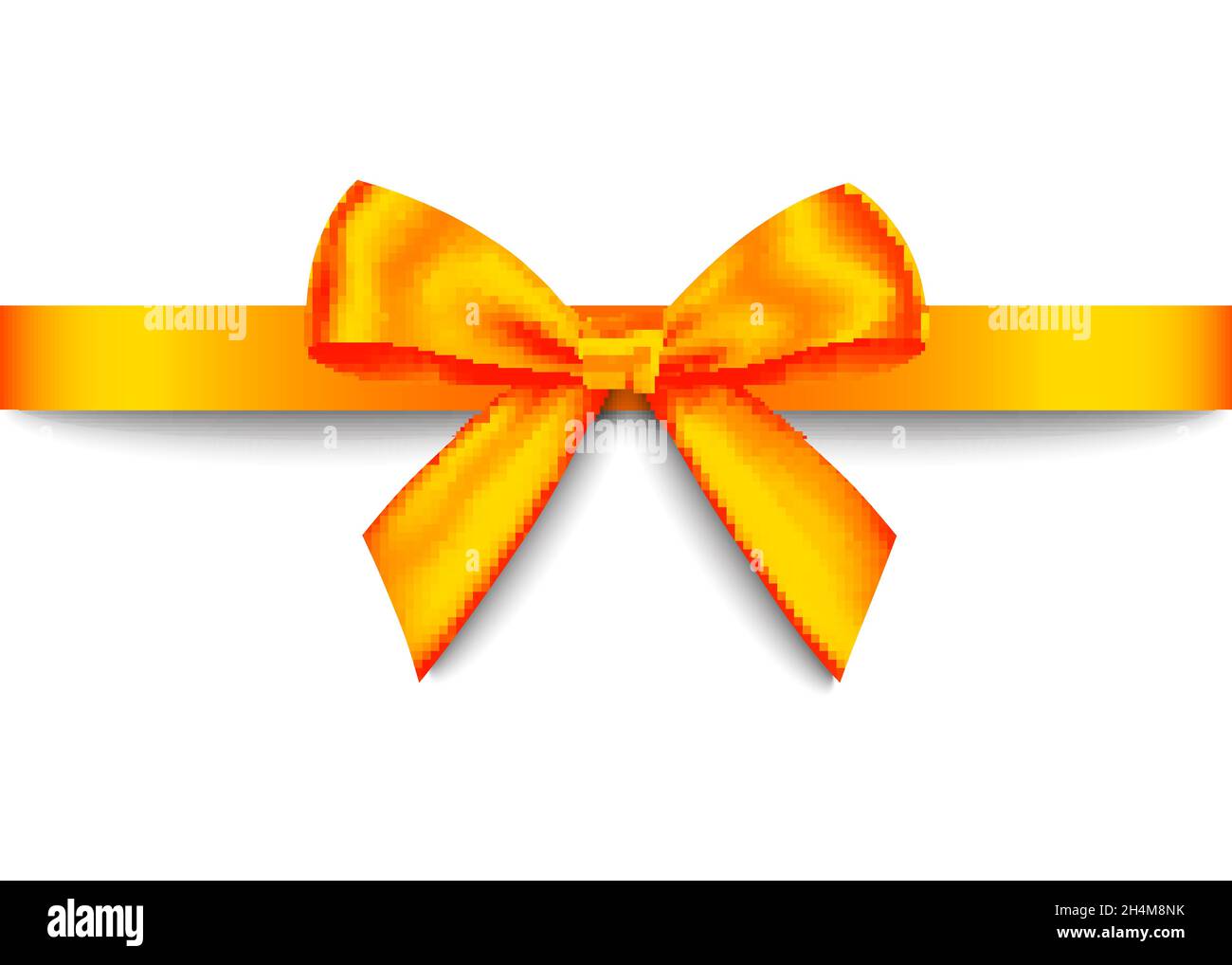 Orange realistic gift bow with horizontal ribbon isolated on white ...