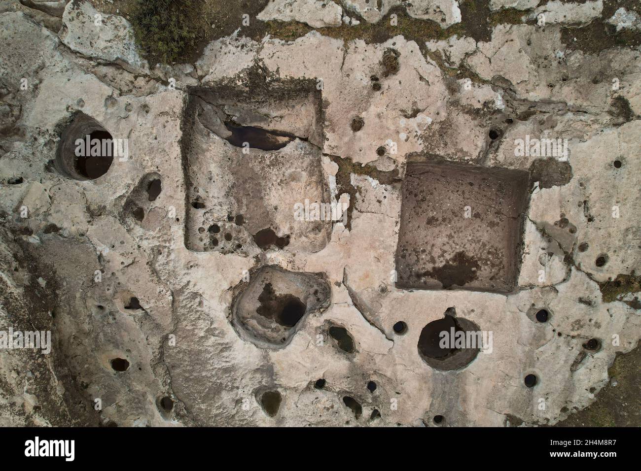 An aerial view of the discovered 2,700-year-old wine press excavated at ...