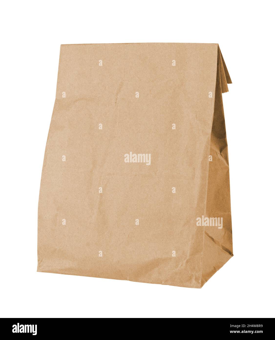 Brown clear empty blank craft paper bag for takeaway isolated on white ...
