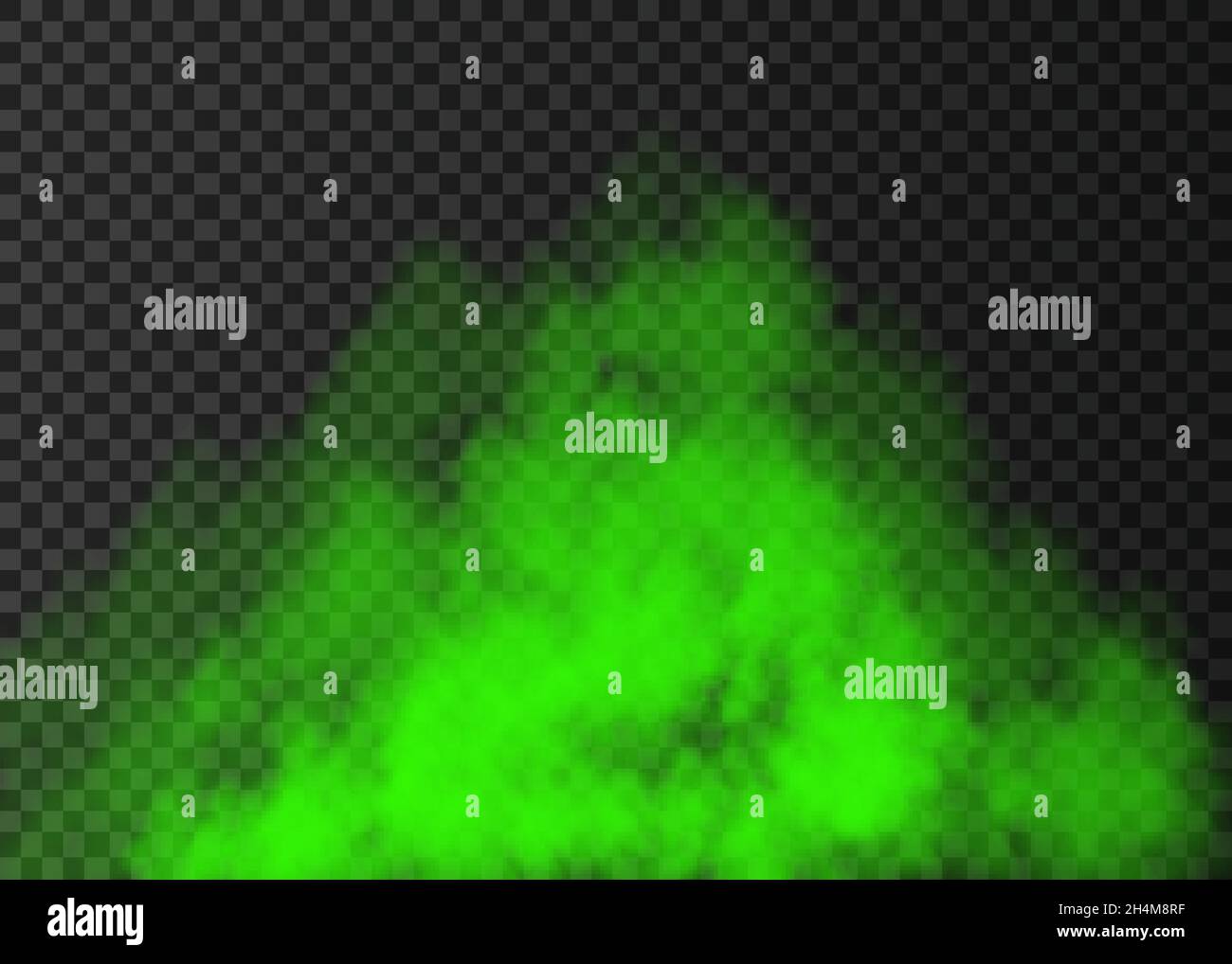 Green smoke isolated on transparent background. Steam special effect ...