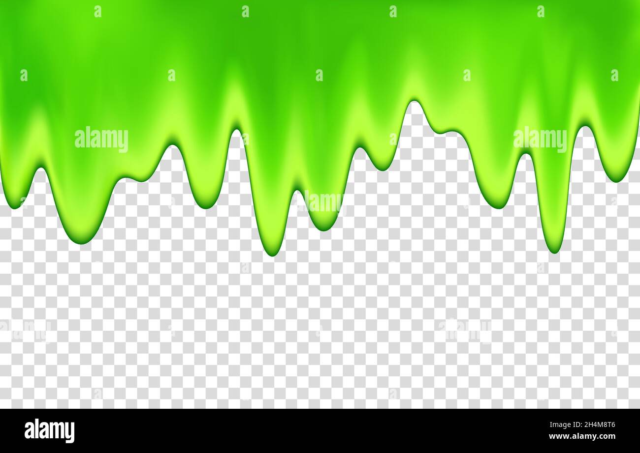 Green slime drip isolated on transparent background. Dripping paint ...