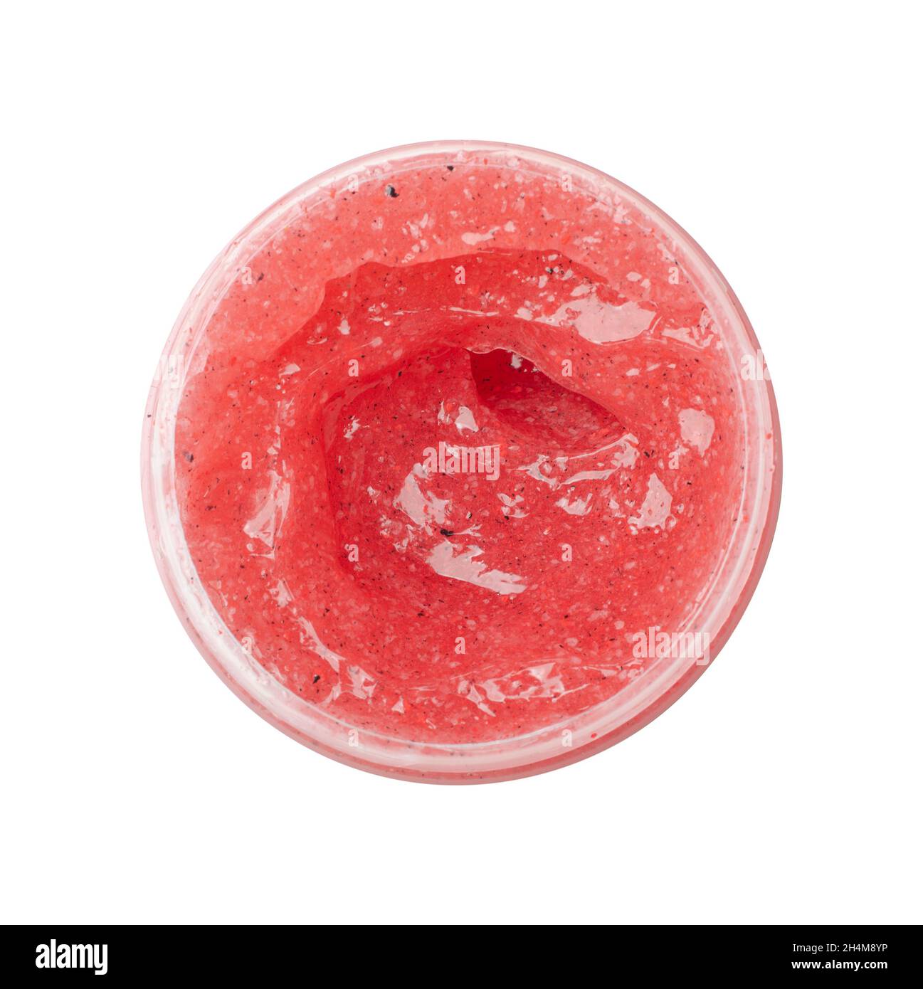 Pink body scrub in jar, top view, isolated on a white background Stock ...