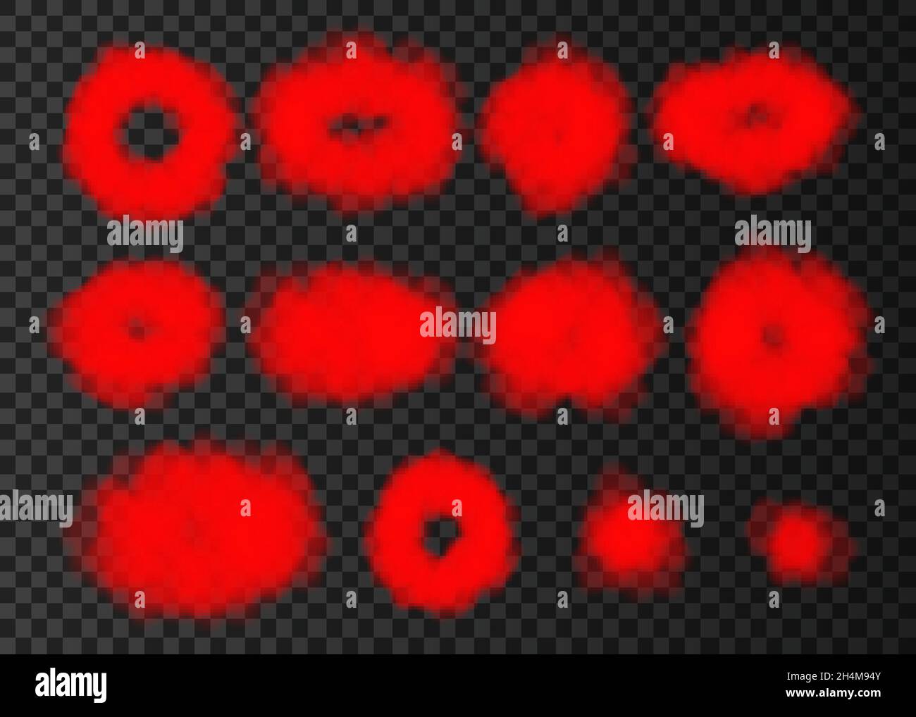 Red puff of smoke isolated on transparent background. Steam rings from ...