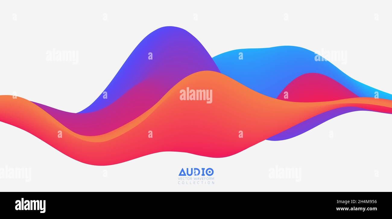 Sound wave visualiztion. 3D colorful solid waveform. Voice sample ...