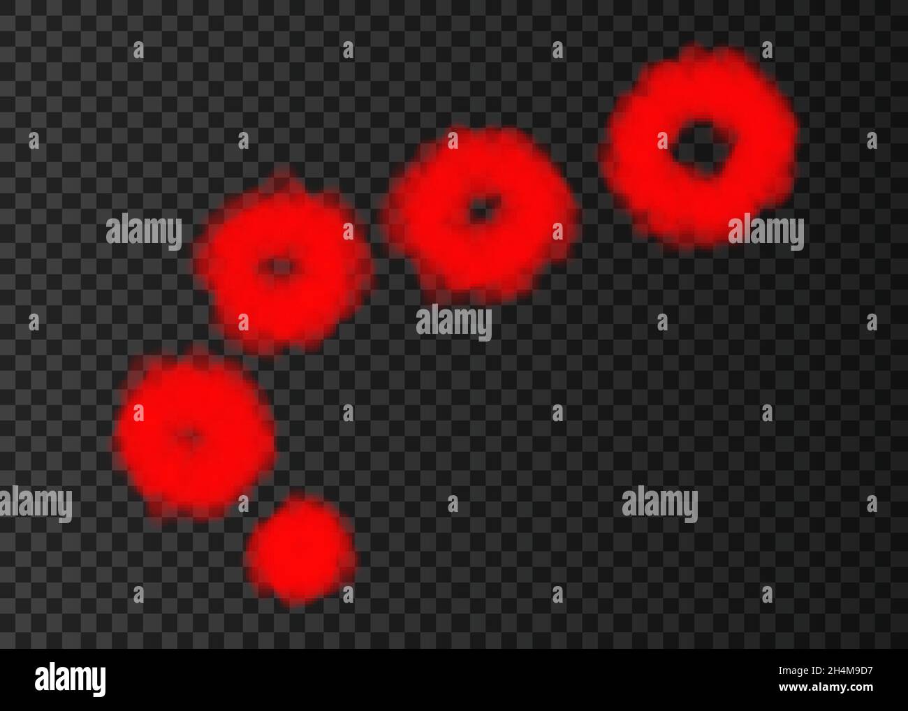 Red puff of smoke isolated on transparent background. Steam rings from ...