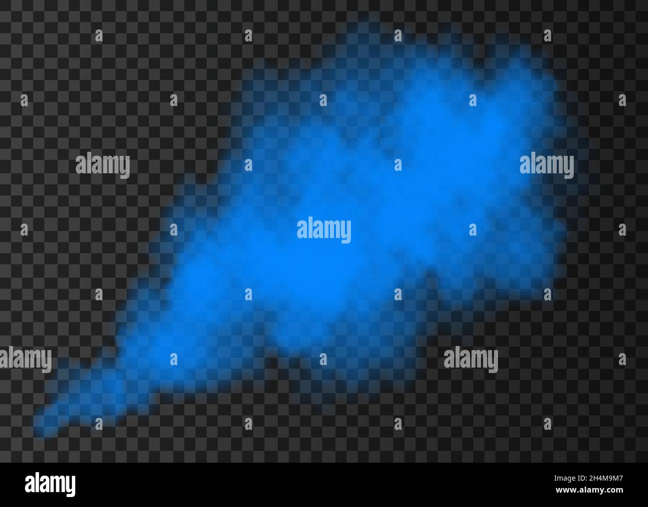 Blue smoke burst isolated on transparent background. Color steam ...