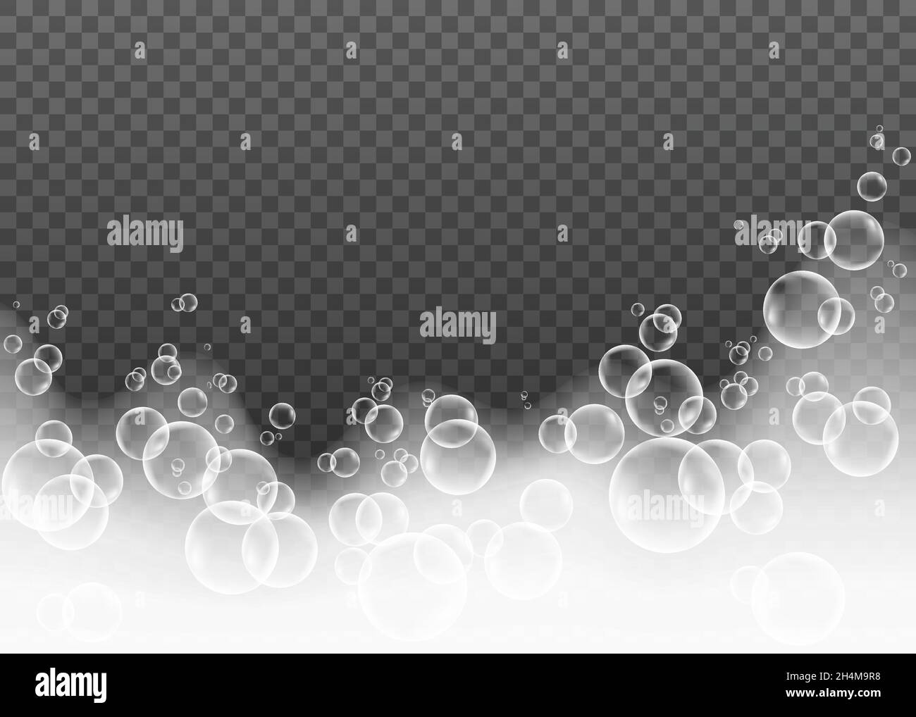Foam effect with soap bubbles isolated on transparent background ...