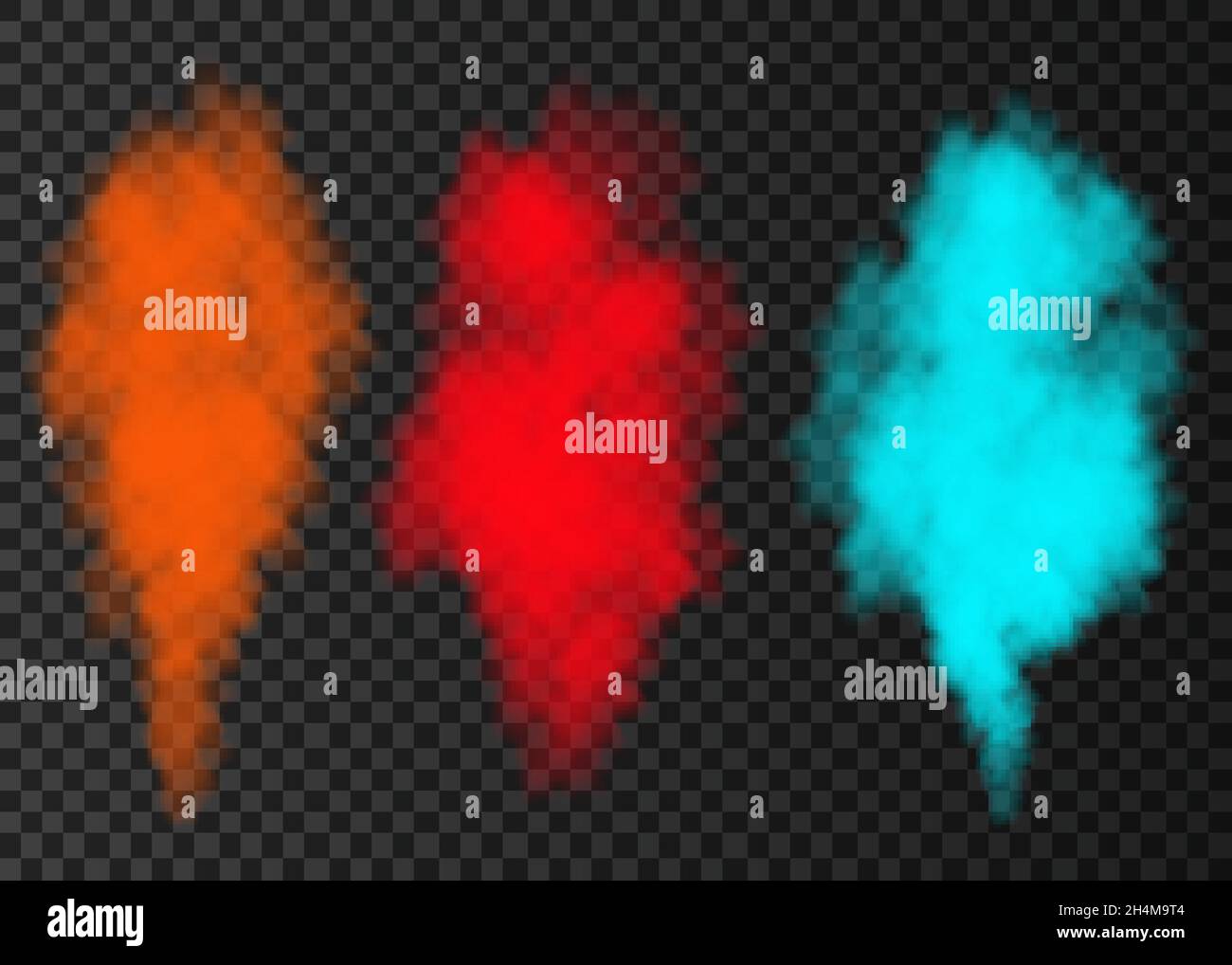 Blue, red, orange smoke burst isolated on transparent background. Color ...