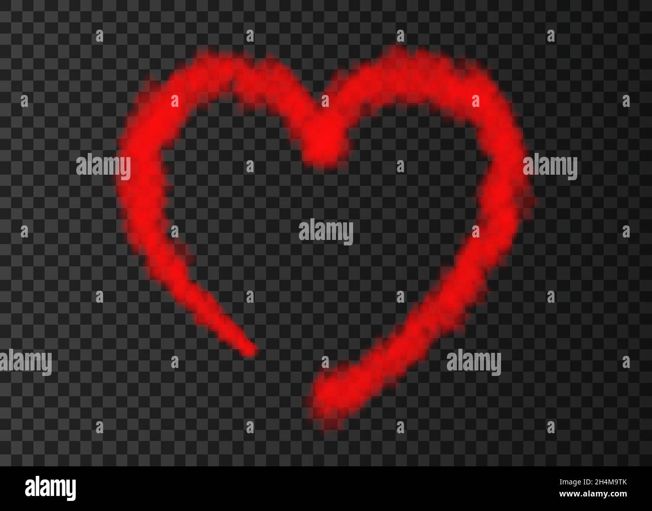 Red smoke plane heart trail isolated on transparent background. Love ...
