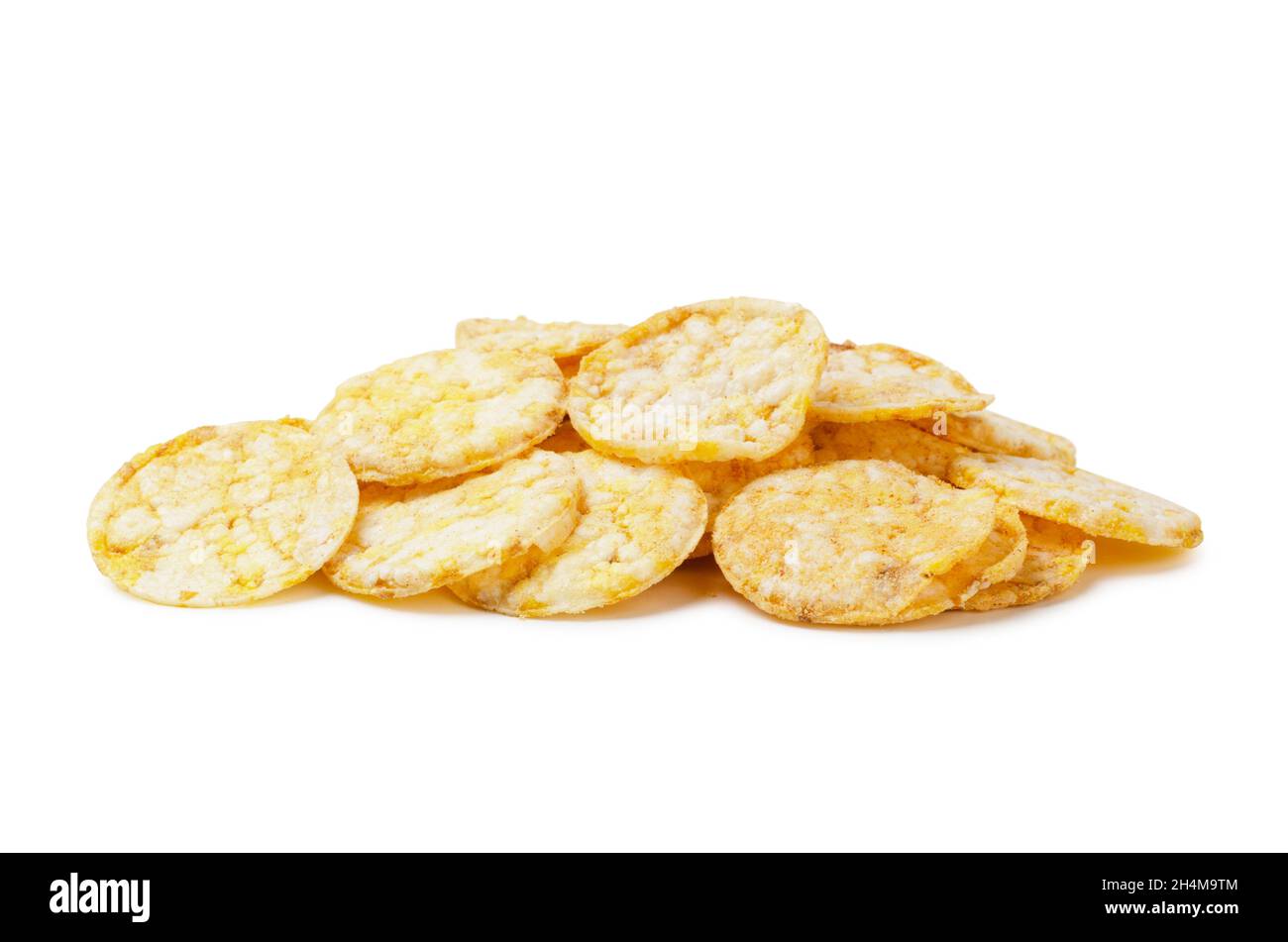 Round crunchy crispbreads isolated on a white background. Round shaped ...