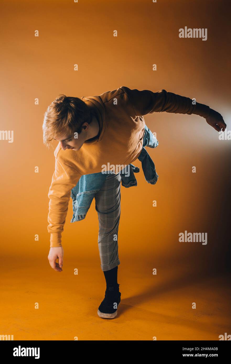 Male dance dancer exercising poses during a dance practice Stock Photo ...