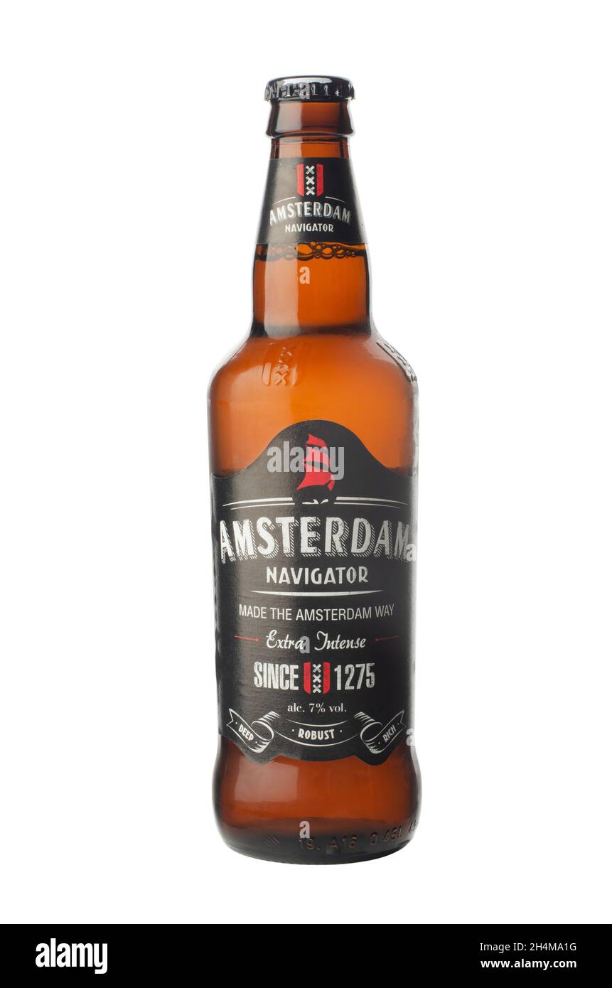 SAMARA, RUSSIA - February: Bottle of Amsterdam lager beer isolated on ...