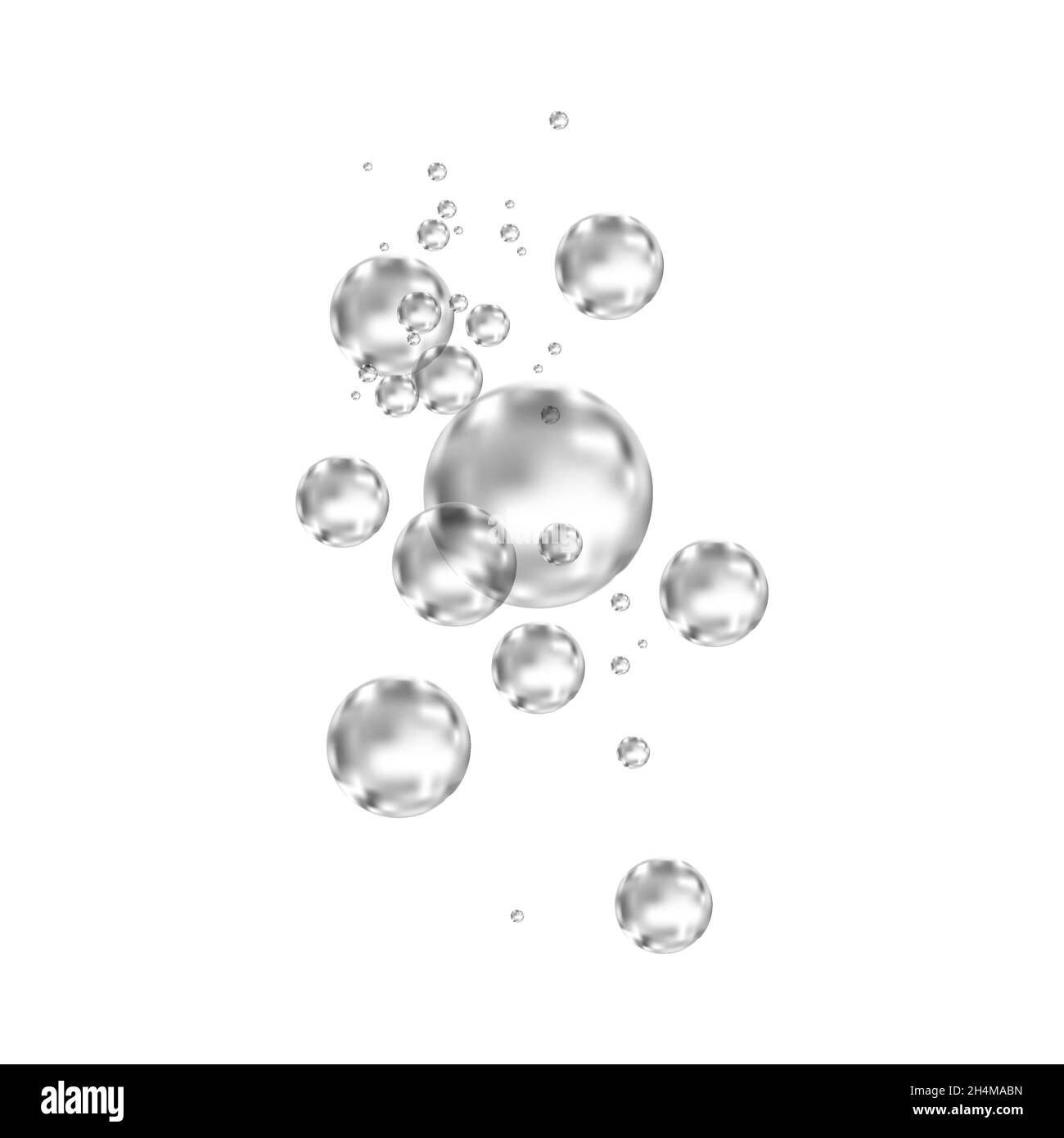 Effervescent drink. Underwater black fizzing air bubbles on white ...