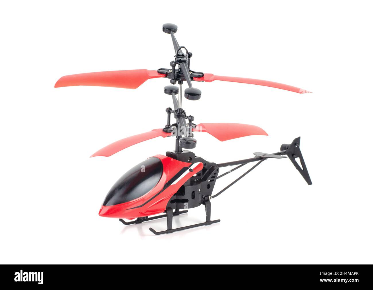 Remote controlled red helicopter isolated on white background Stock ...