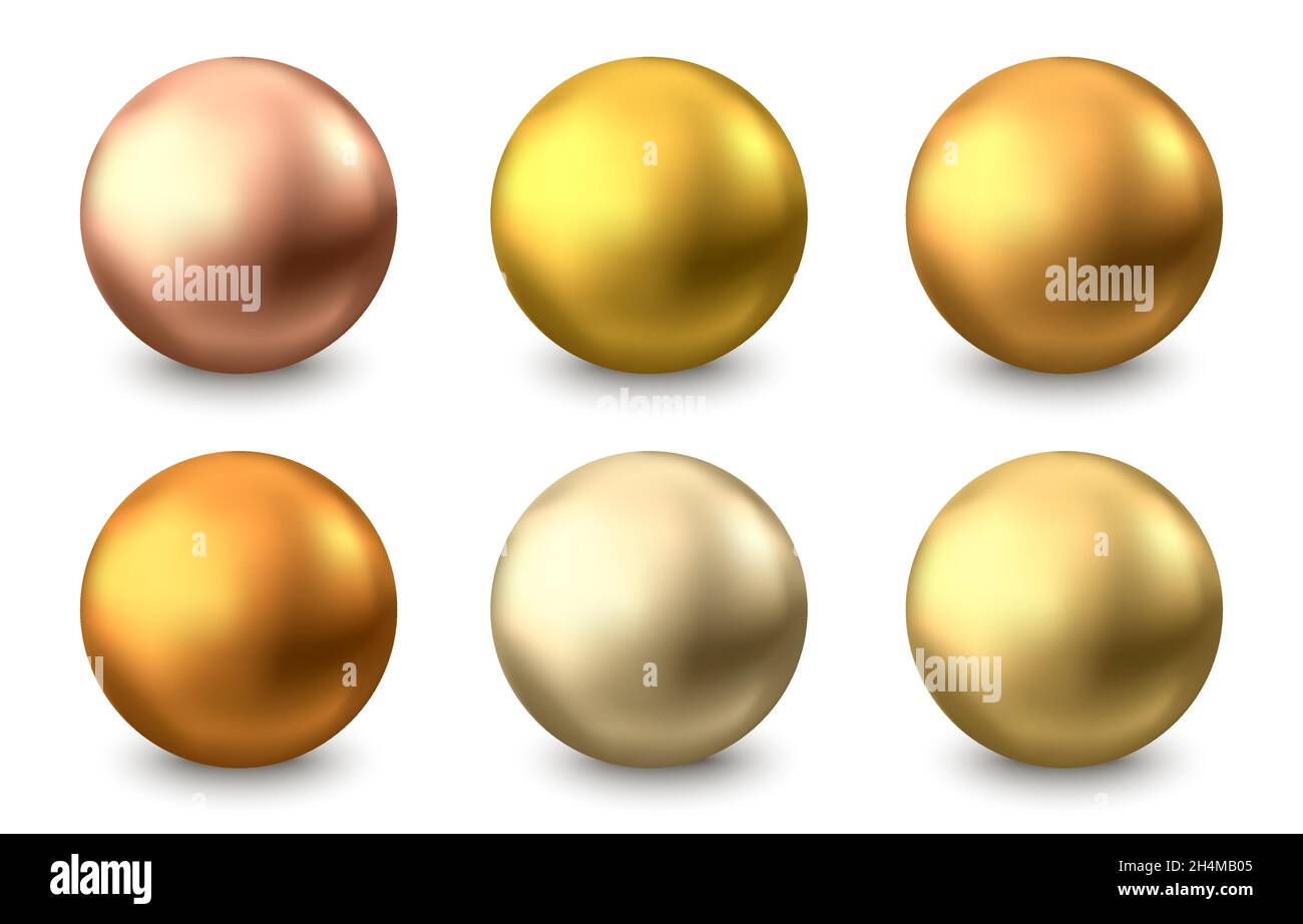Gold sphere. Oil bubble isolated on white background. Golden glossy 3d ...