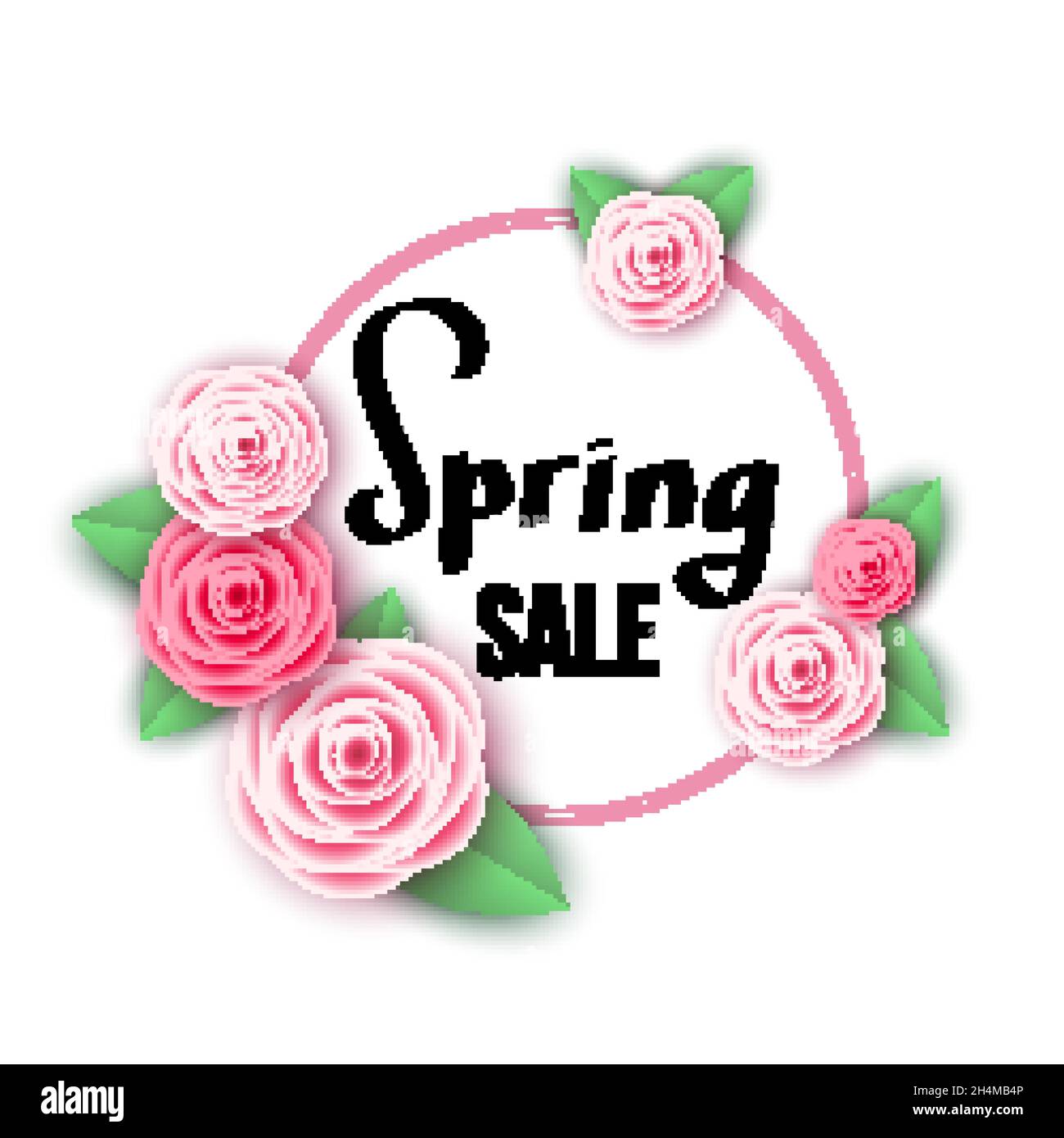 Spring season sale banner with flowers. Rose. Clearance offer. Floral ...