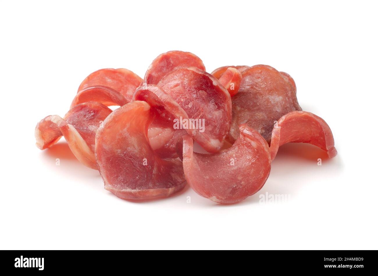 Meat chips isolated on white background. Front view Stock Photo - Alamy