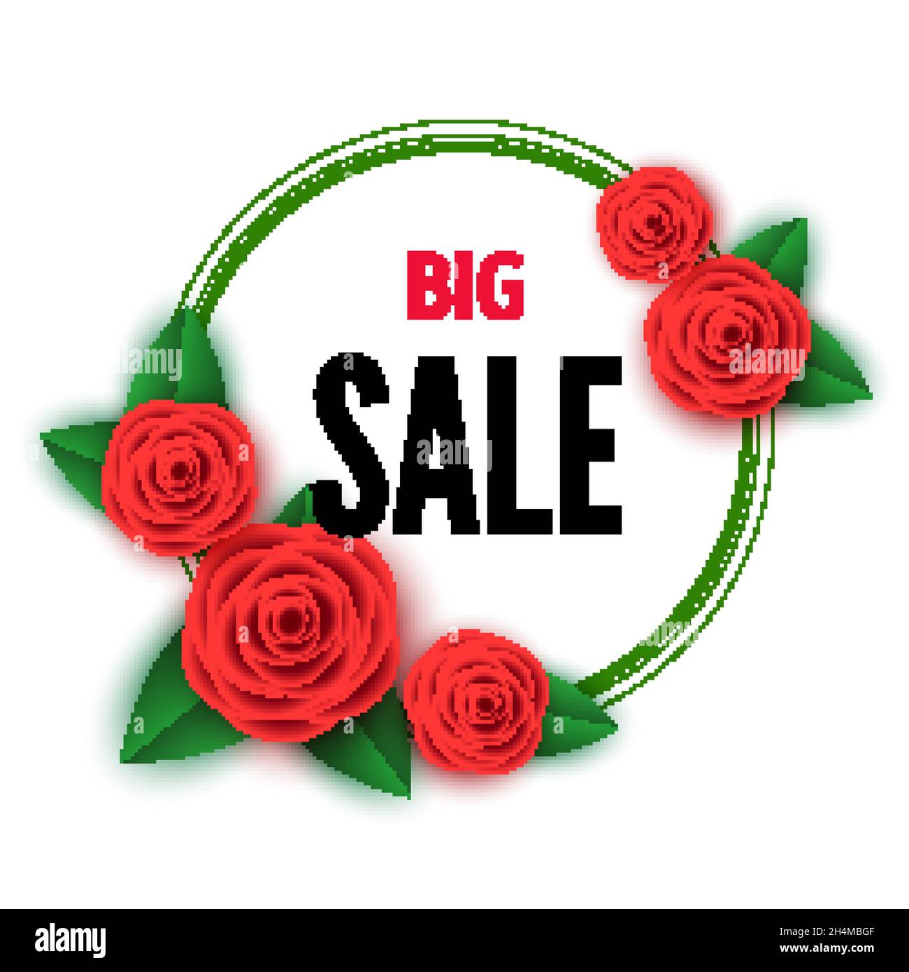 Spring season big sale banner with flowers. Red rose. Clearance offer ...
