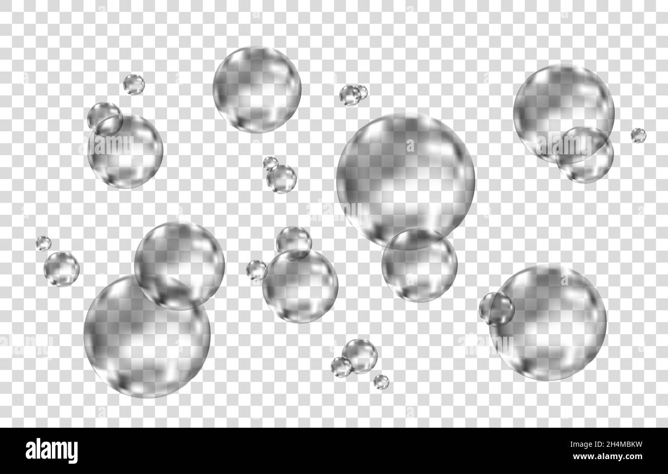 Effervescent drink. Underwater black fizzing air bubbles on white ...