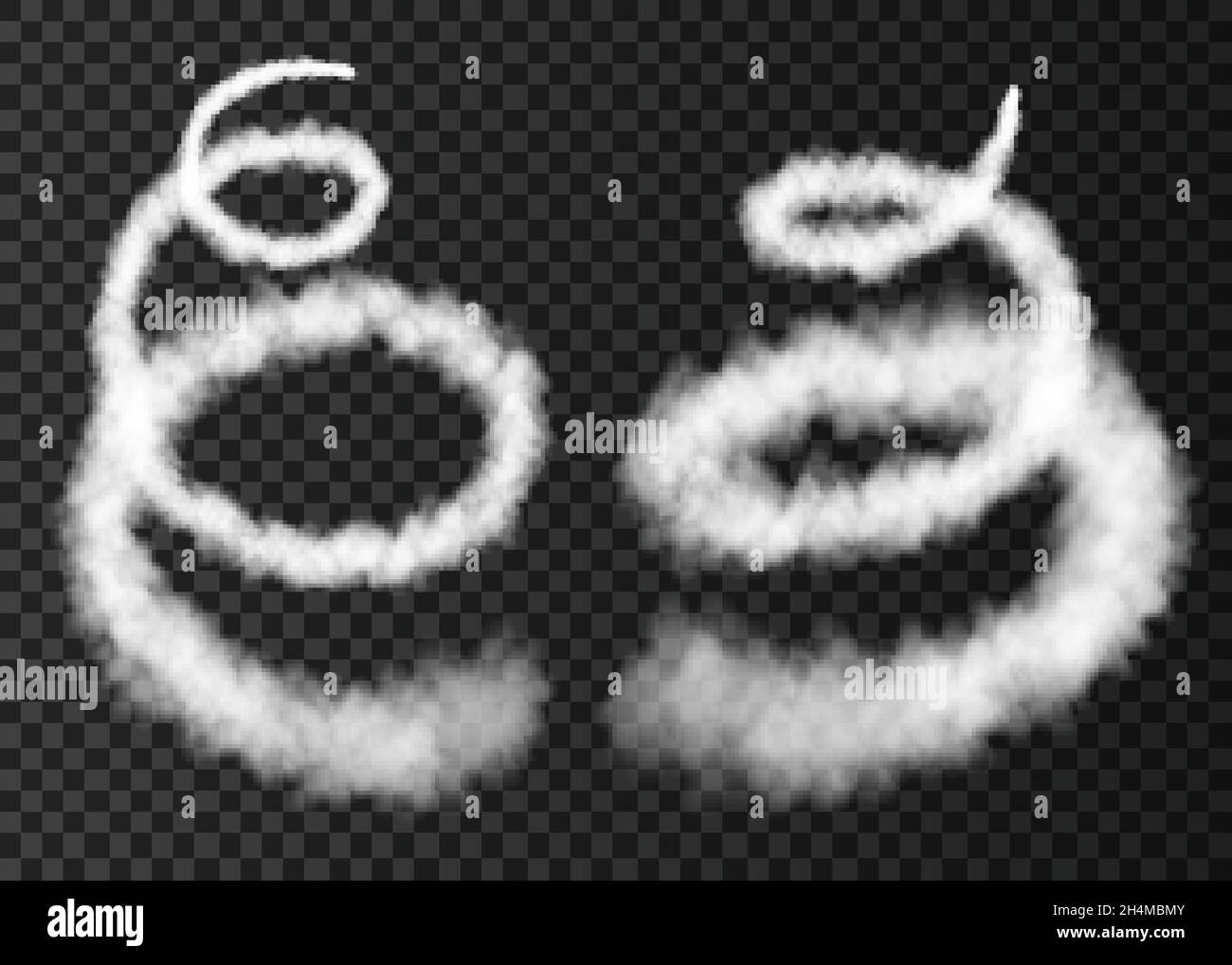 White smoke plane spiral track isolated on transparent background ...